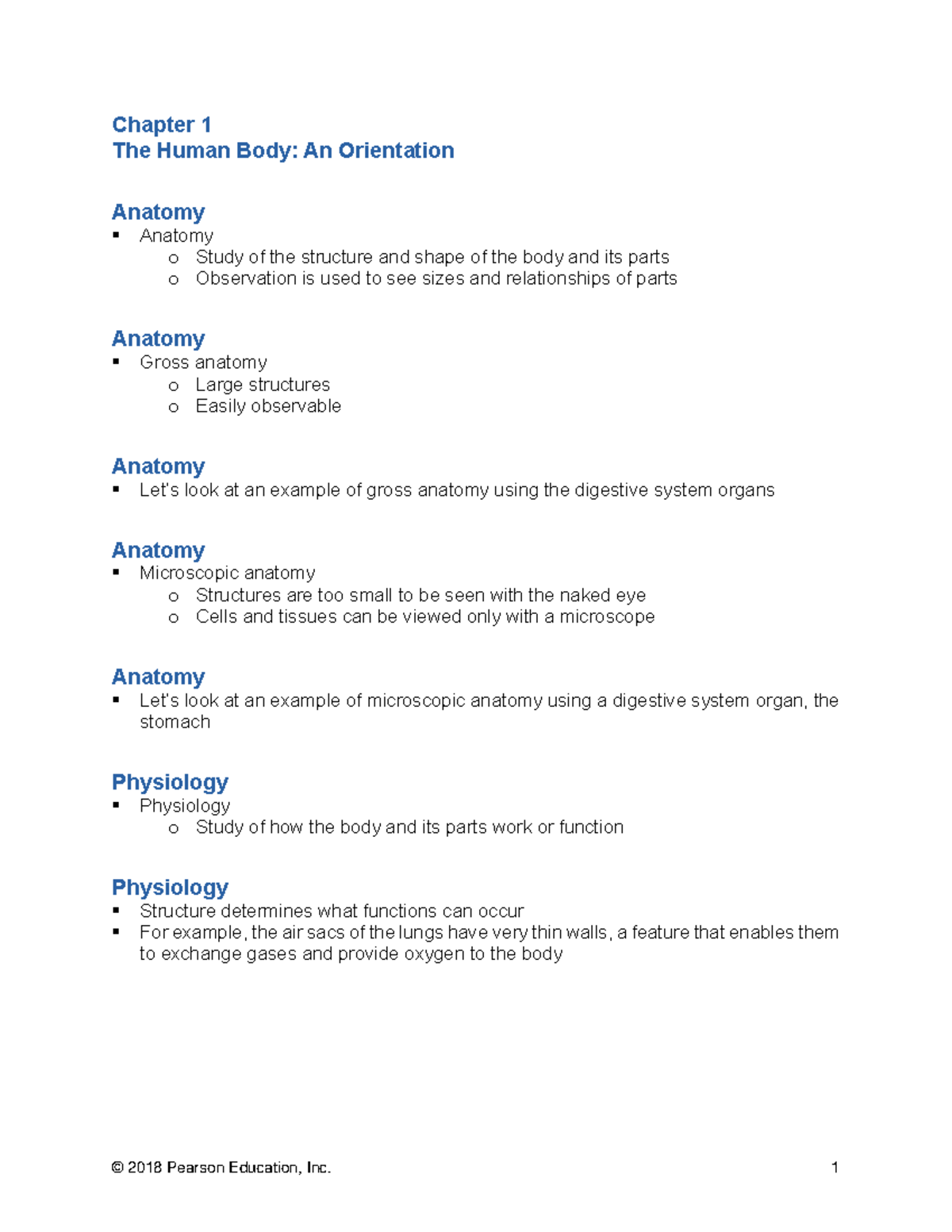 Chapter 1: The Human Body: An Overview - Chapter 1 The Human Body: An Orientation Anatomy ...