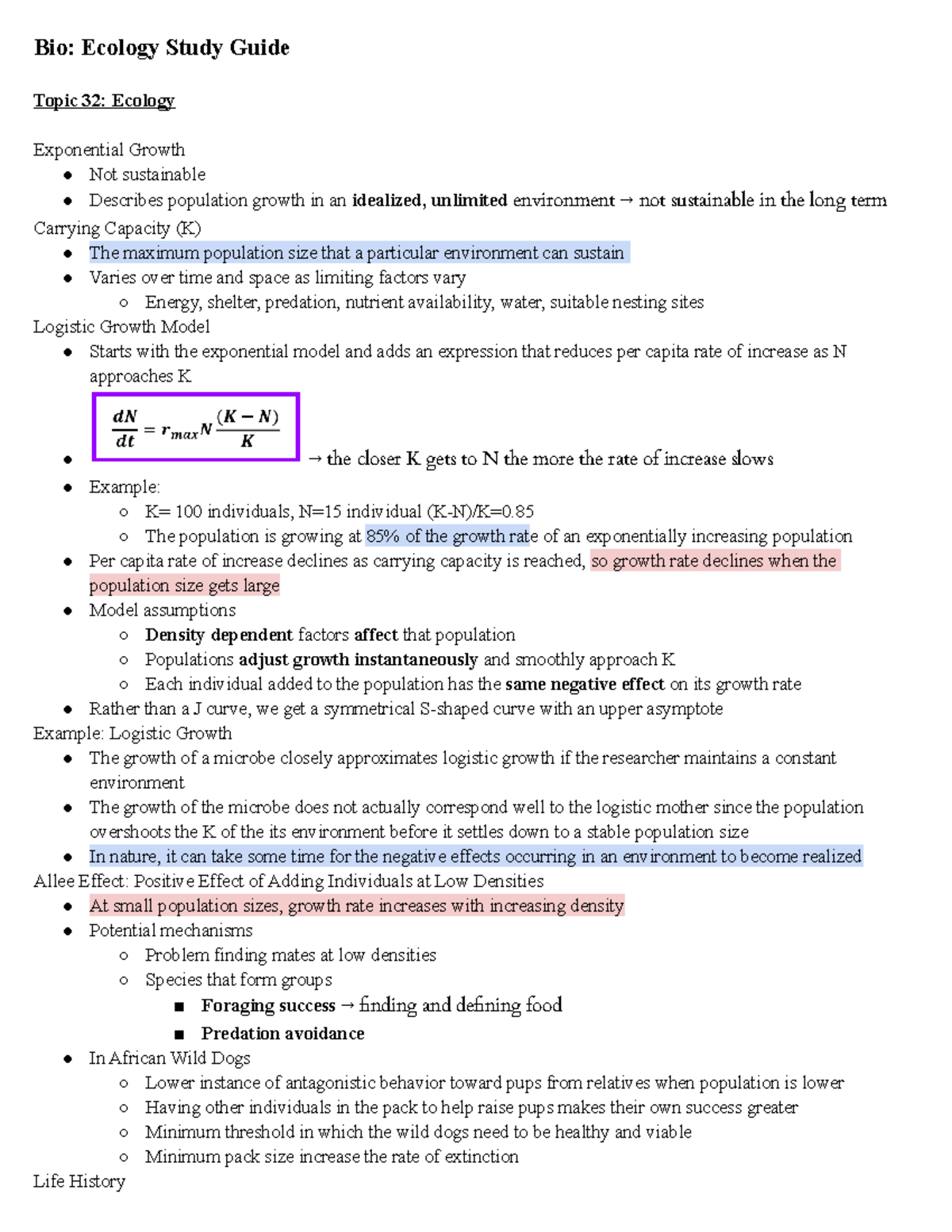Bio Ecology Study Guide - Bio: Ecology Study Guide Topic 32: Ecology ...