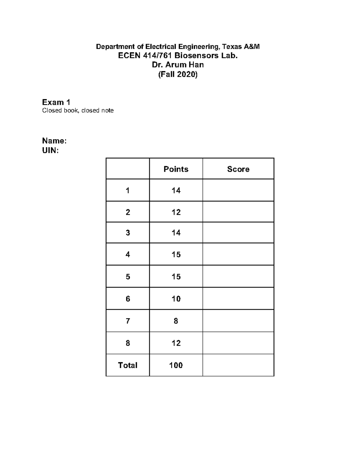 Midterm 2020 Fall - Department of Electrical Engineering, Texas A&M EC ...