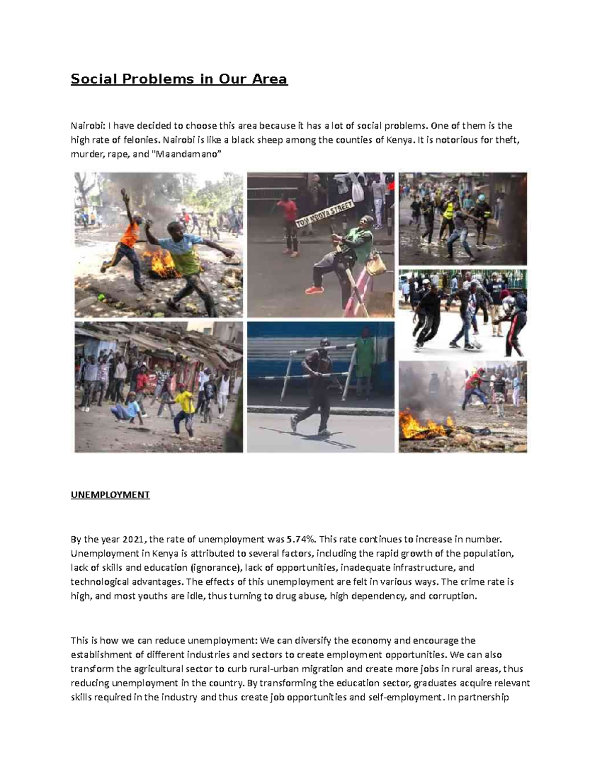 Social Problems in Our Area - Social Problems in Our Area Nairobi: I ...