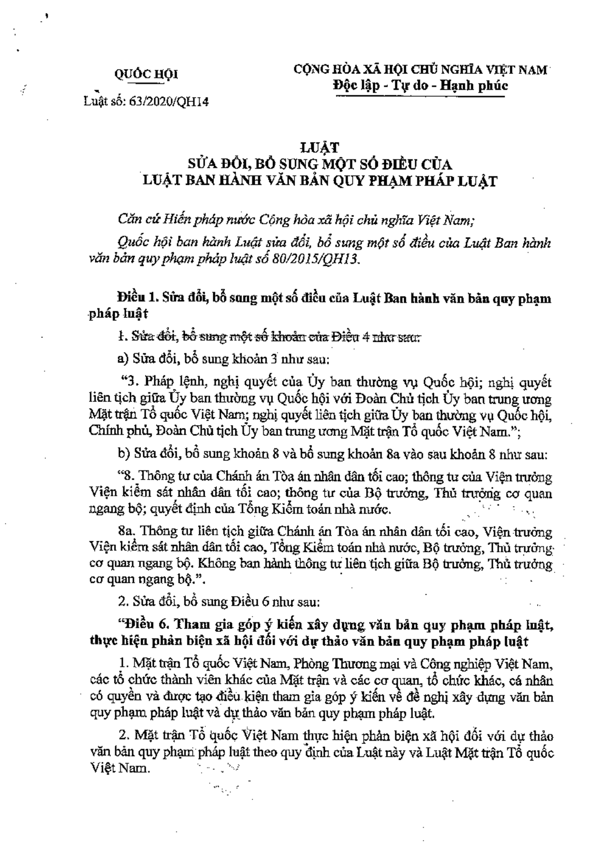 Luat ban hanh van ban quy pham phap luat sua doi 2020 - Công pháp quốc tế - Studocu