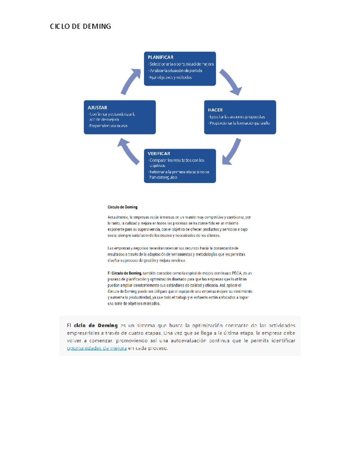 Ciclo de Deming - Un resumen - Ejemplo PDCA en una organización Una auditoría realizada en la ...