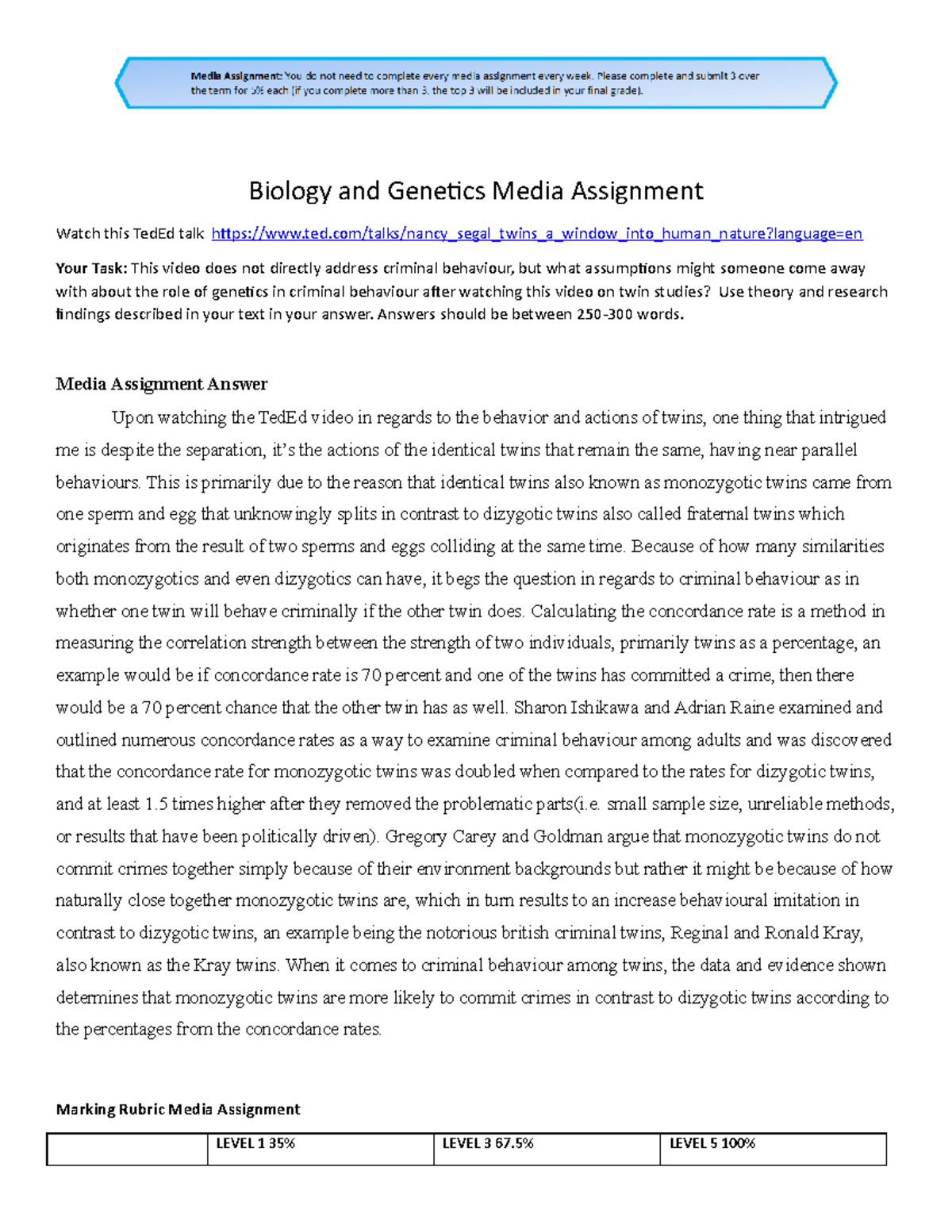 Biology and Genetics Media Analysis - Biology and Geneics Media ...