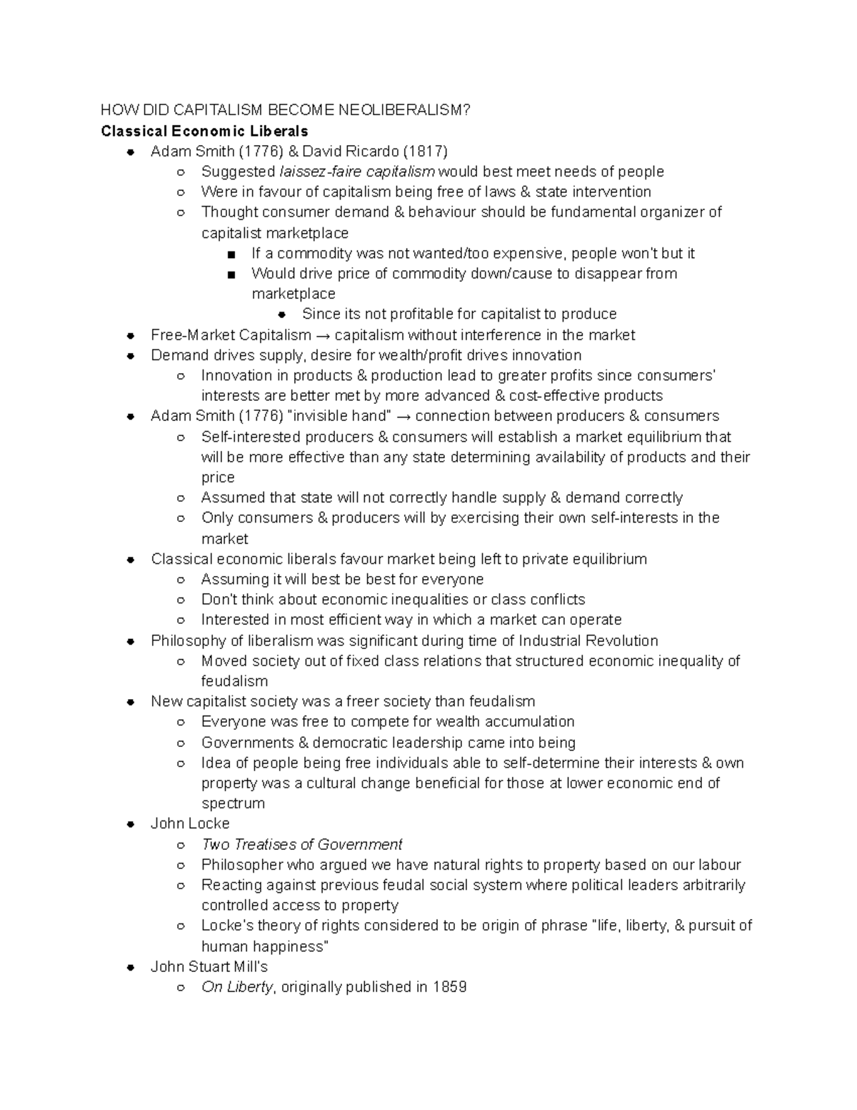 Csoc103 module 5 - HOW DID CAPITALISM BECOME NEOLIBERALISM? Classical ...