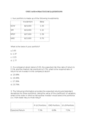 FIN MAN TEST 1 PAST Paper - Financial Management - Studocu
