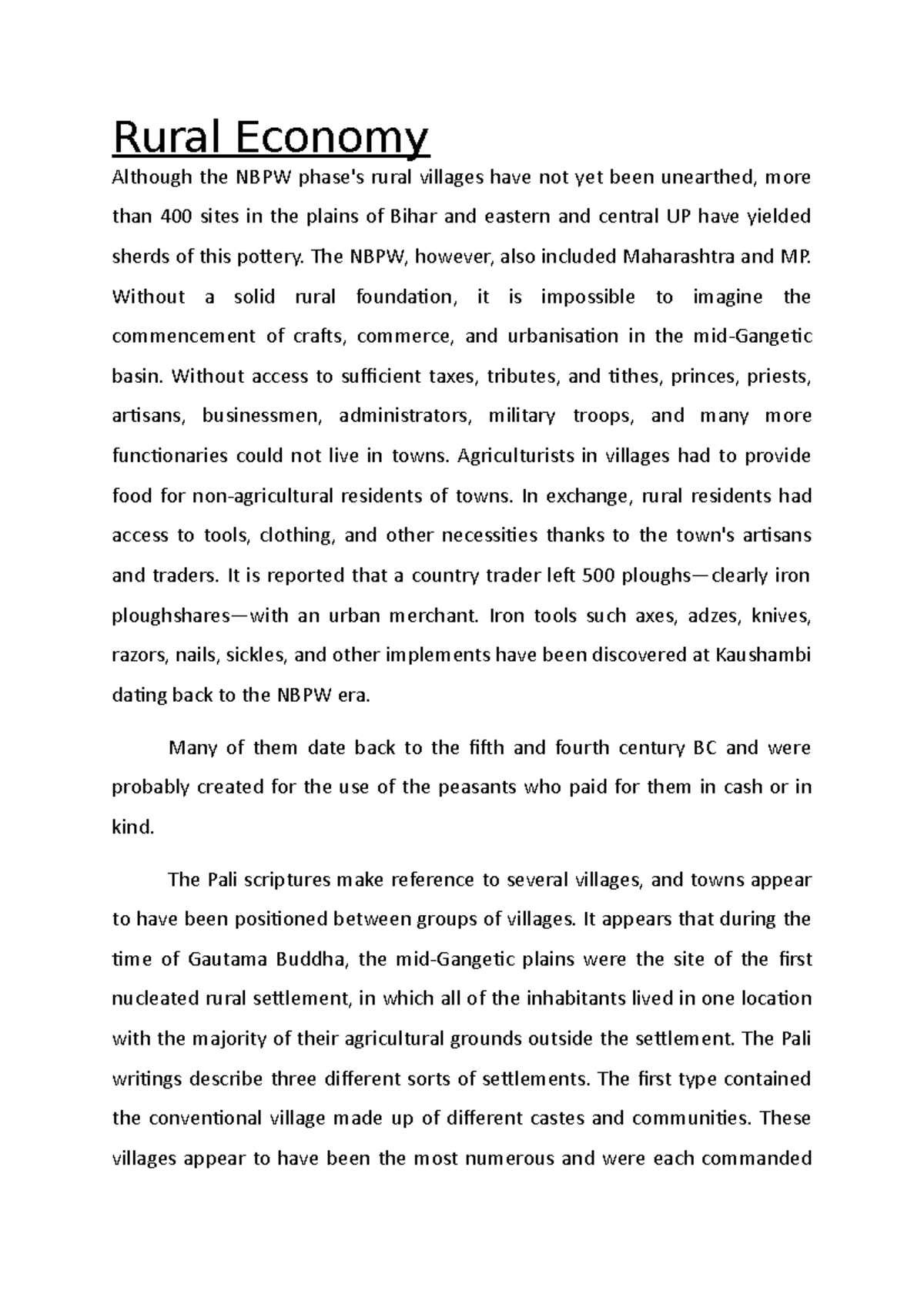 Rural Economy - Rural Economy Although the NBPW phase's rural villages ...