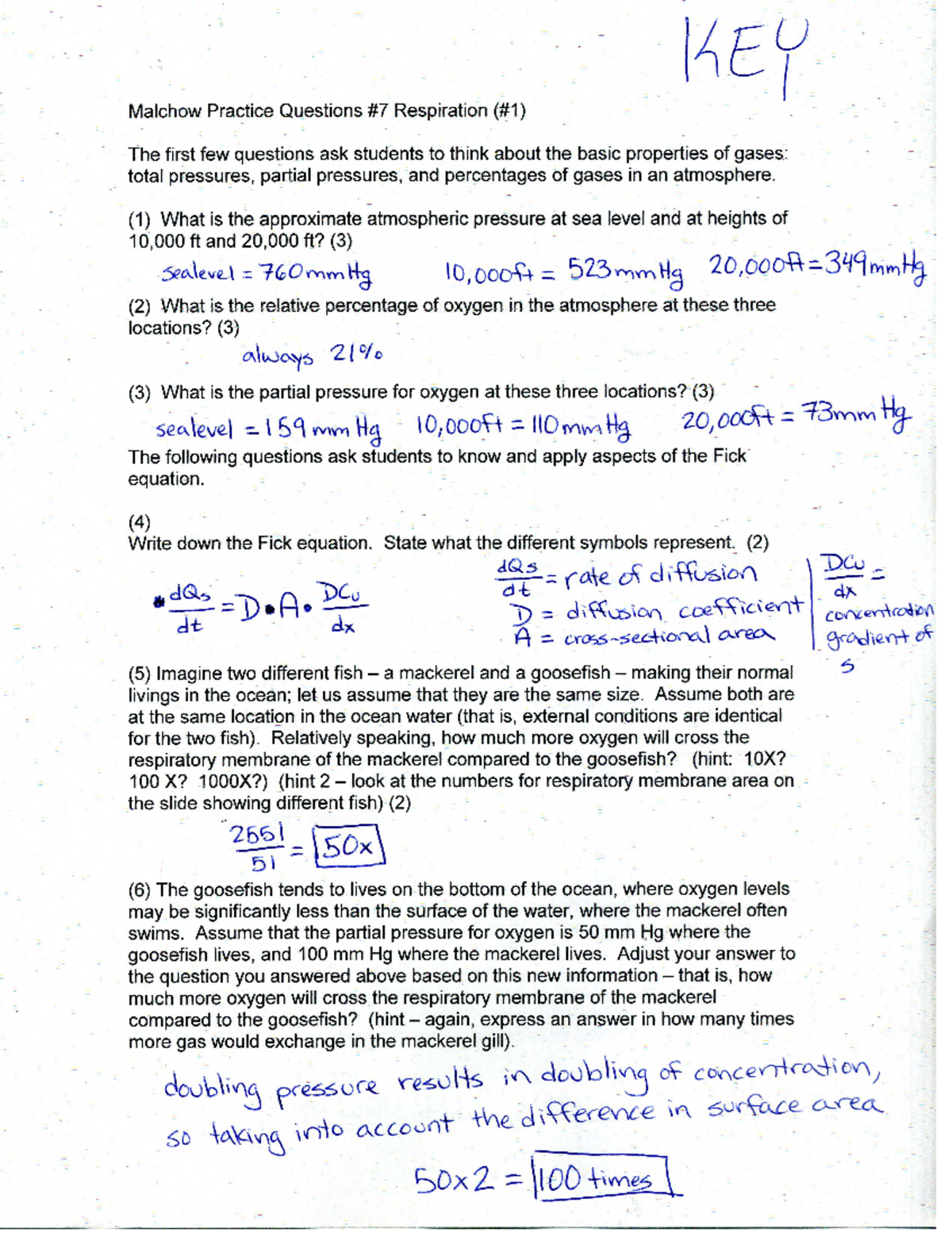 Prob Set 7 Key - BIOS 240 taught by Dr. Gonzelez-Meler: problem set 7 answer key - Studocu