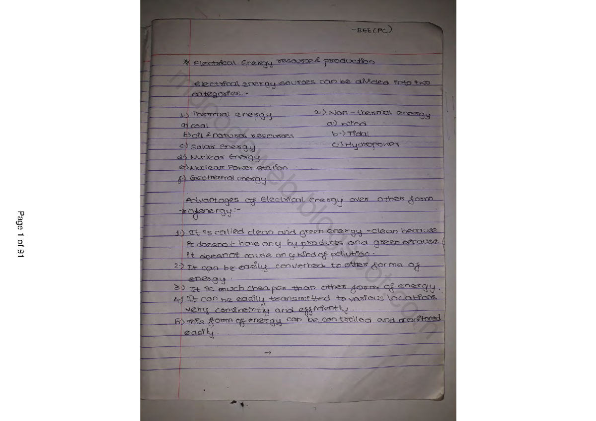 Bee4 - Simple handwritten notes with question solved - Basic Electrical ...