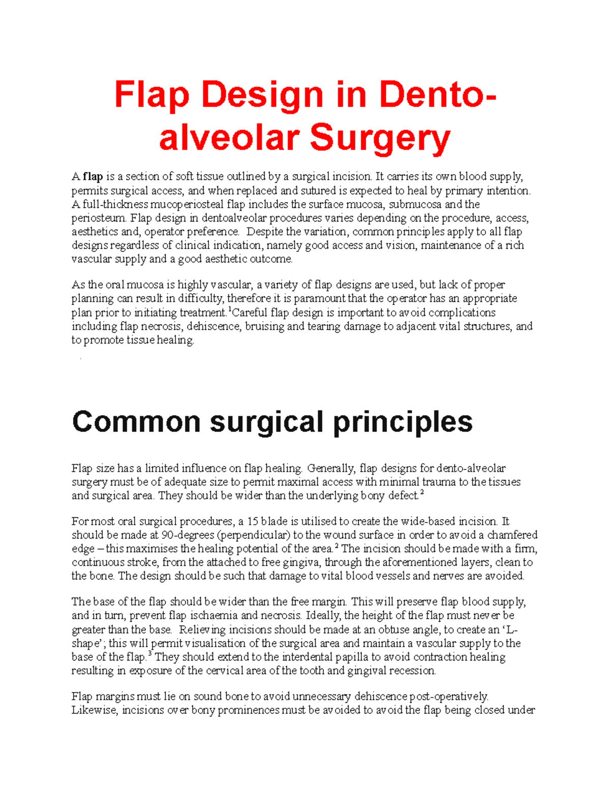 Nursing -Flap Design in Dento-alveolar Surgery - Flap Design in Dento ...