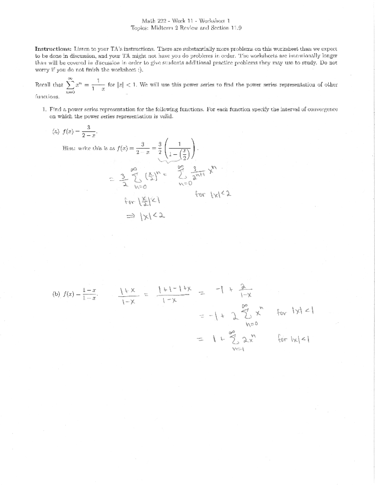 222-Wk11.1-Sec11.9 Solutions - MATH 222 - Studocu