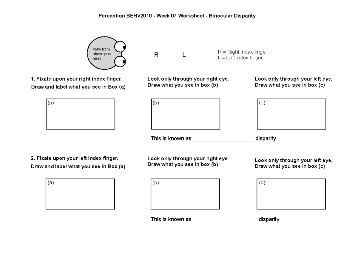 Week 7 Worksheet - Perception BEHV2010 - Week 07 Worksheet - Binocular ...