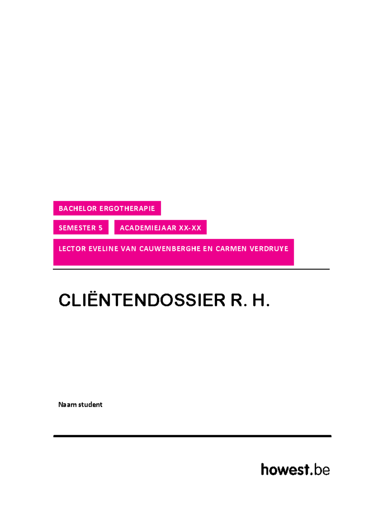 Voorbeeld stageopdracht stage 3A - BACHELOR ERGOTHERAPIE SEMESTER 5 ...