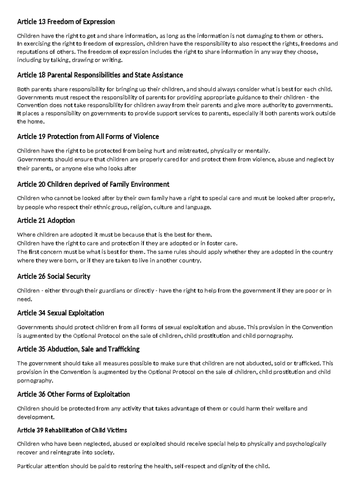Article 13 Freedom of Expression - Article 13 Freedom of Expression ...