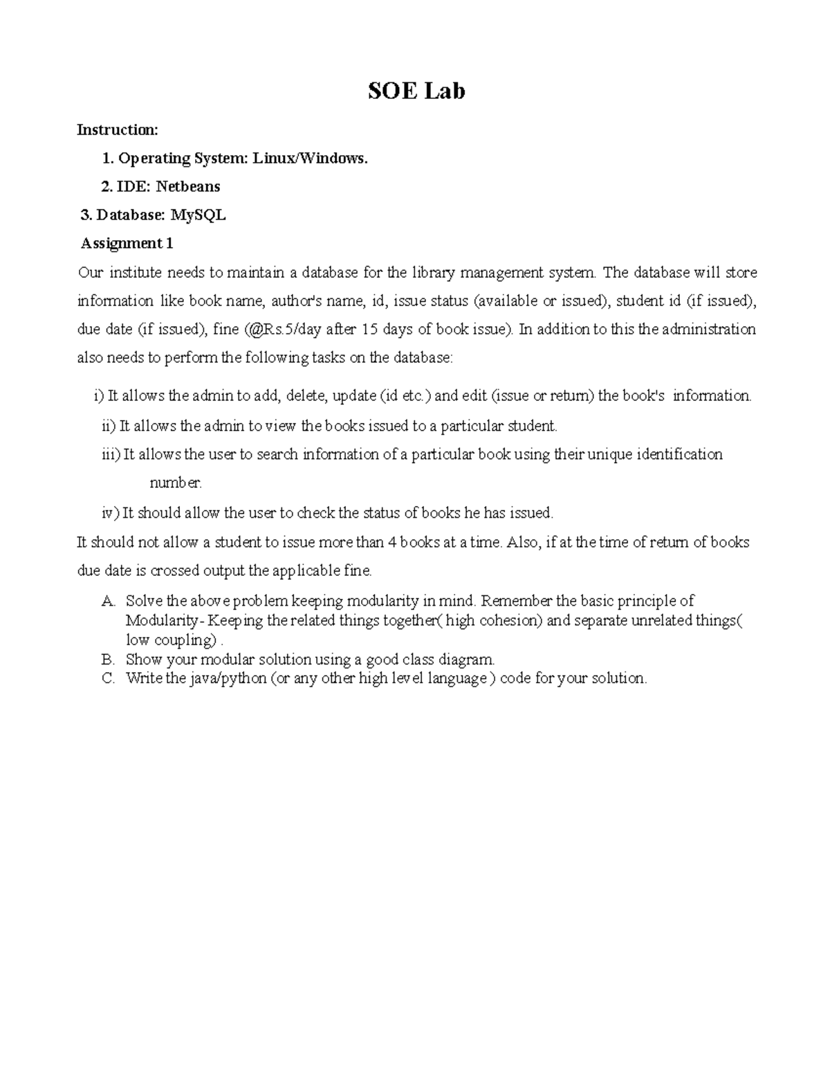 Spm assignmnt - hgygy gugu bh - SOE Lab Instruction: 1. Operating ...