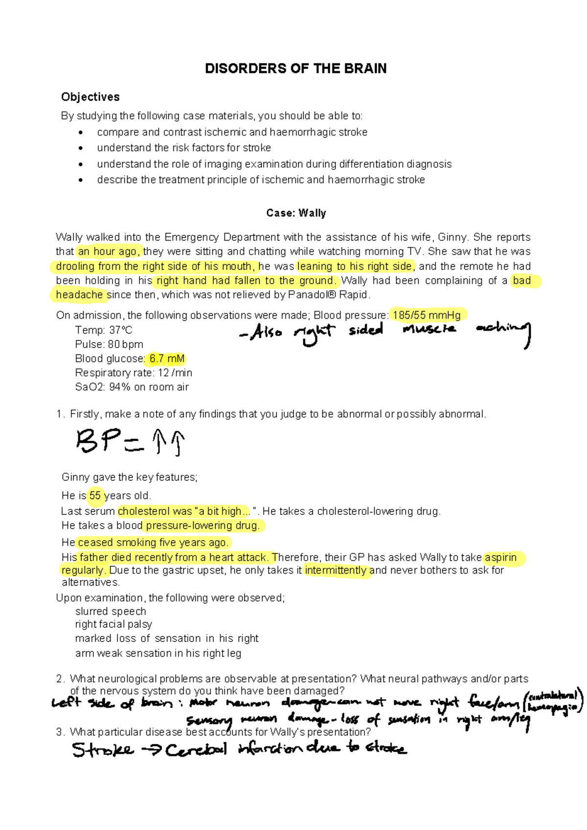 Disorders of the Brain Workshop - DISORDERS OF THE BRAIN Objectives By ...