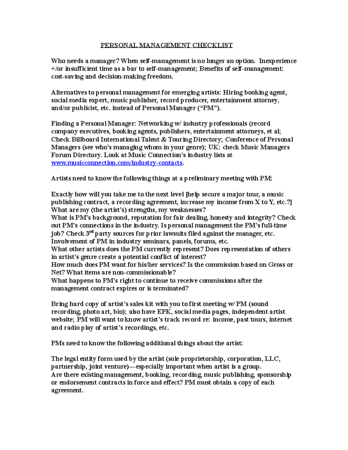 Personal Management Checklist Jan 2020-1 - PERSONAL MANAGEMENT ...