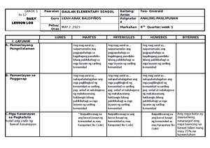 DLL Araling Panlipunan 3 Q1 W1 - ARALING PANLIPUNAN 3 QUARTER 1 WEEK 1 School: Kauswagan ...