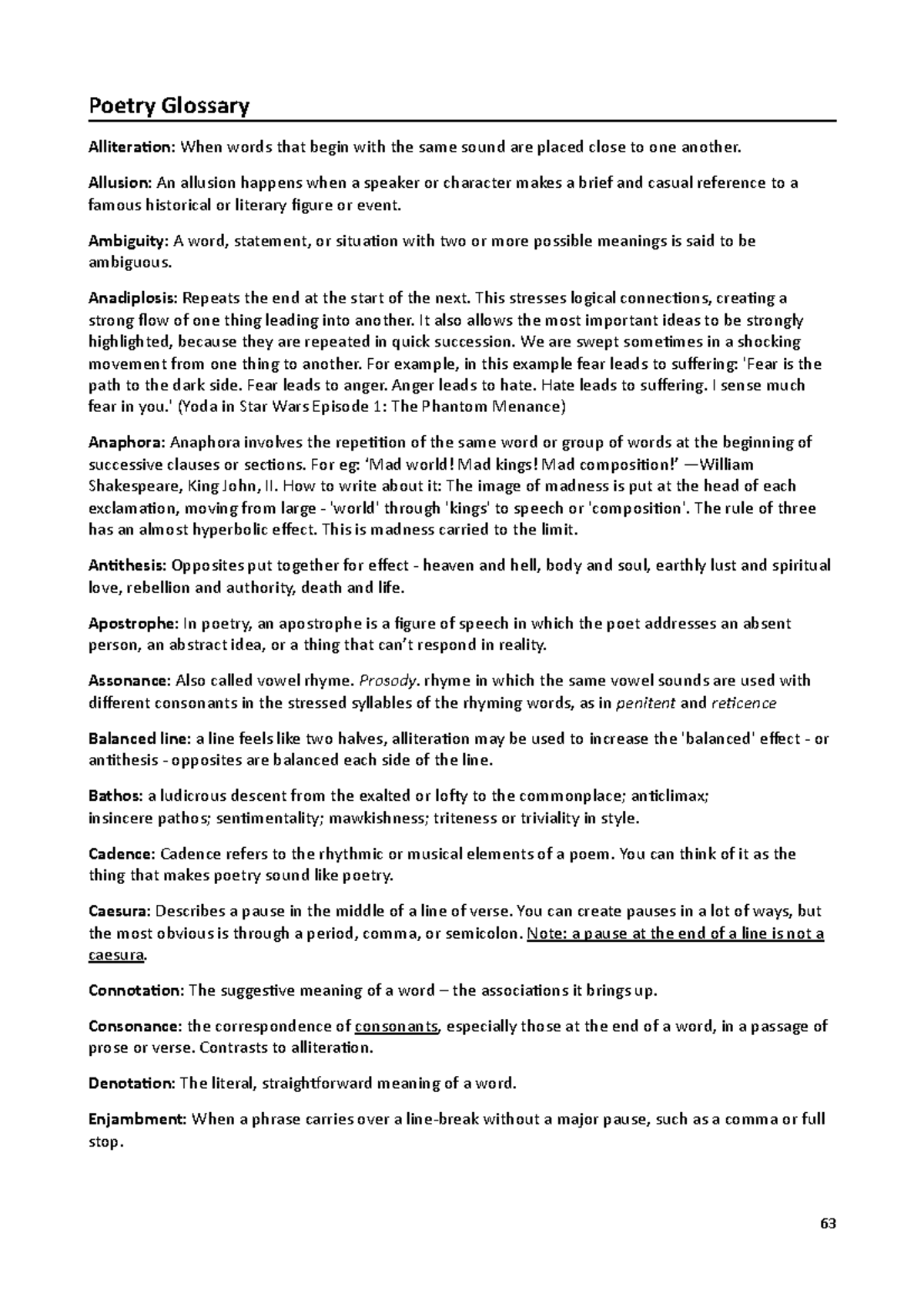 Poetic Devices Eliot - Poetry Glossary Alliteraon: When words that ...