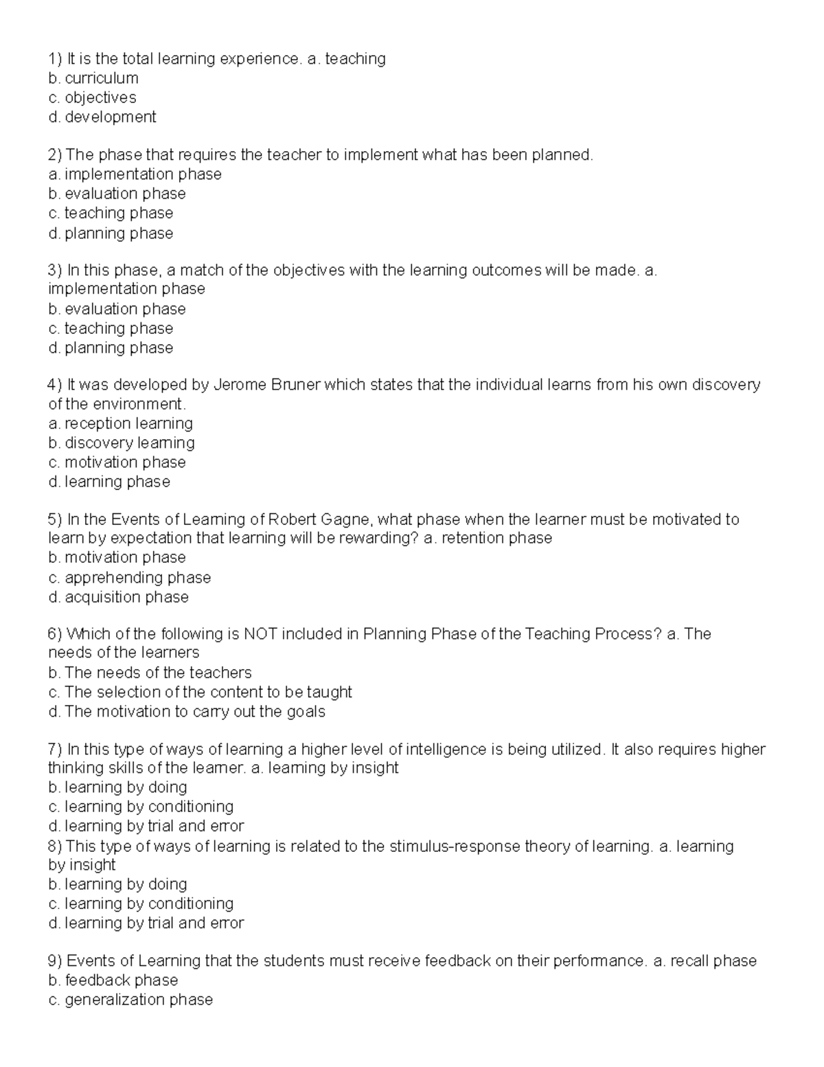 English Lecture Notes - It is the total learning experience. a ...