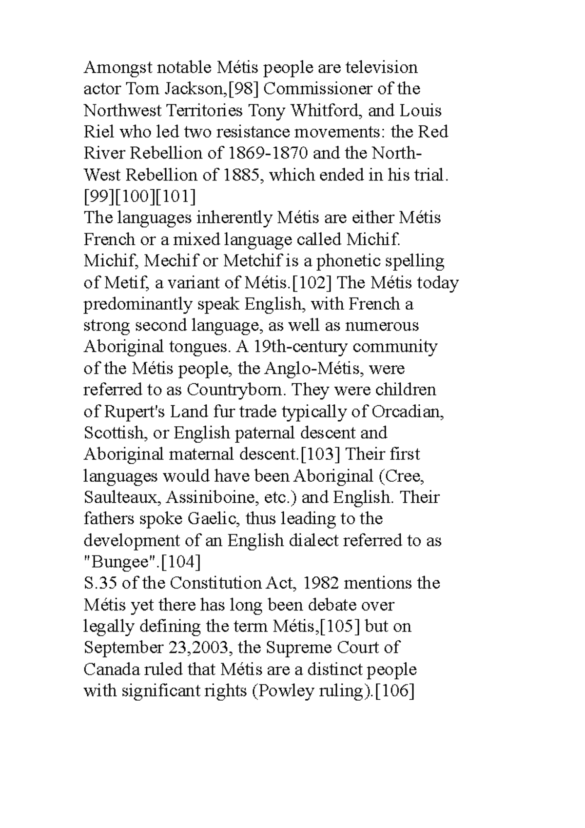 Notable Métis People Language and History - Studocu