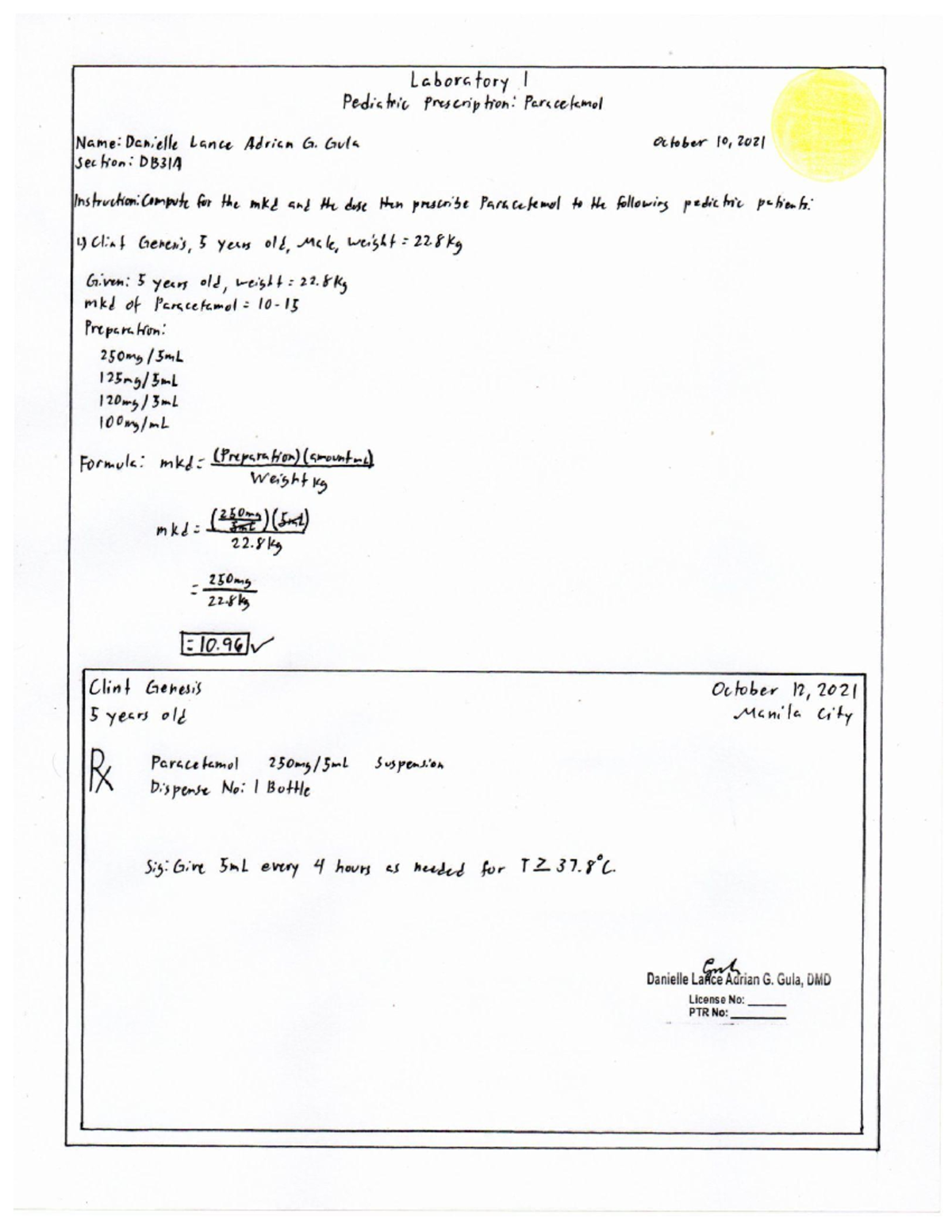 PHARMA MIDTERM LECTURE 1 - Laboratory I Pediatric Prescription ...