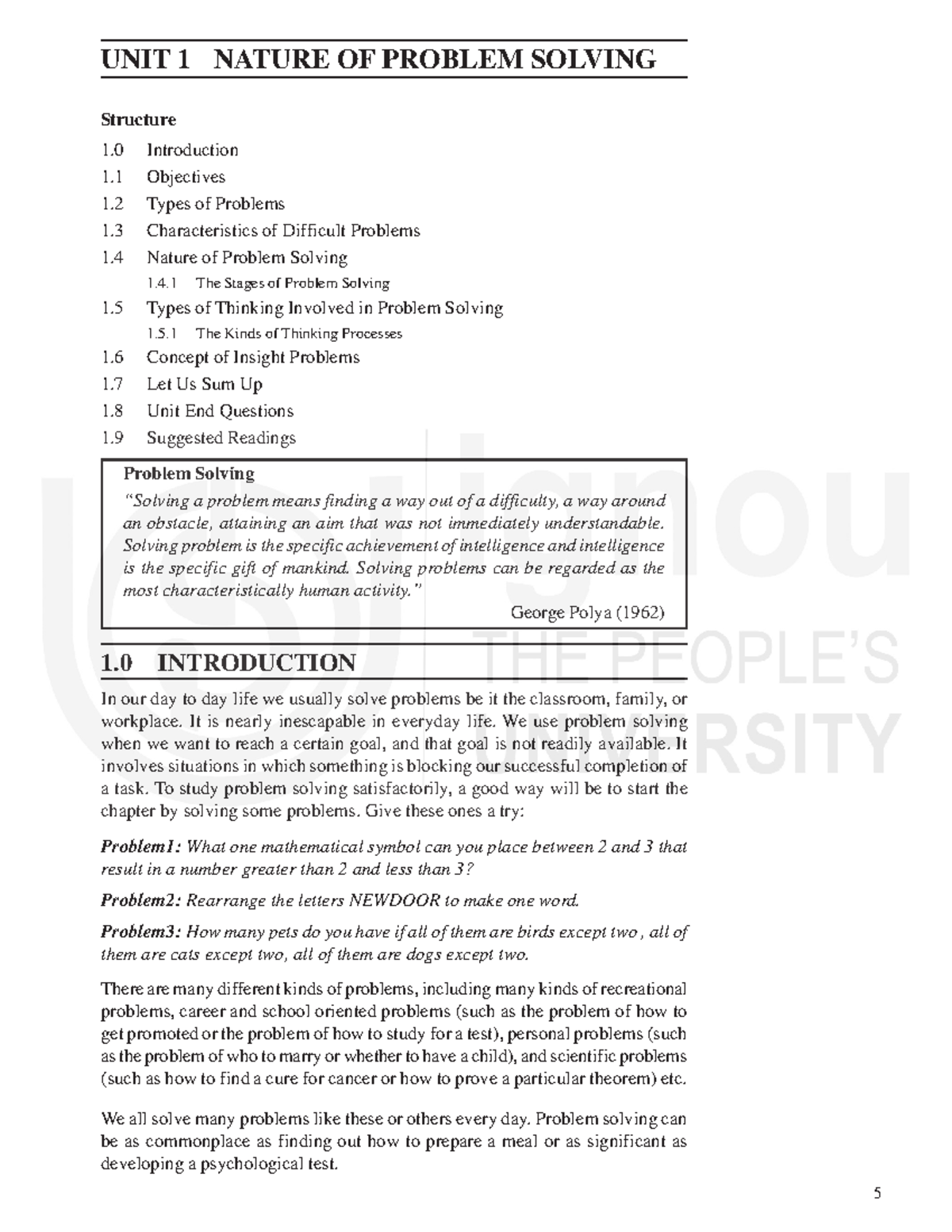 MPC 01 Block-4 Problem Solving - Nature of Problem Solving UNIT 1 ...