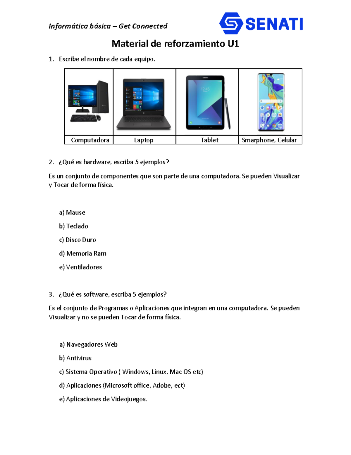SINU-151 Unidad 01 Material Reforzamiento - Inform·tica b·sica – Get Connected Material de - Studocu
