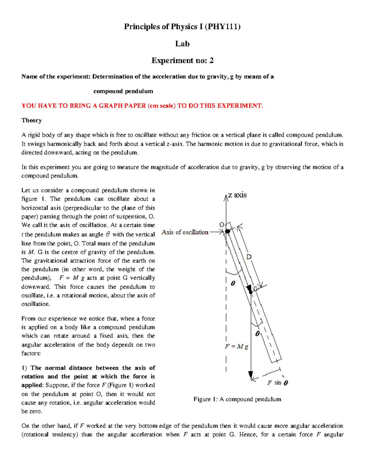 EXP2 - Experiment 2 - Principles of Physics I (PHY111) Lab Experiment ...