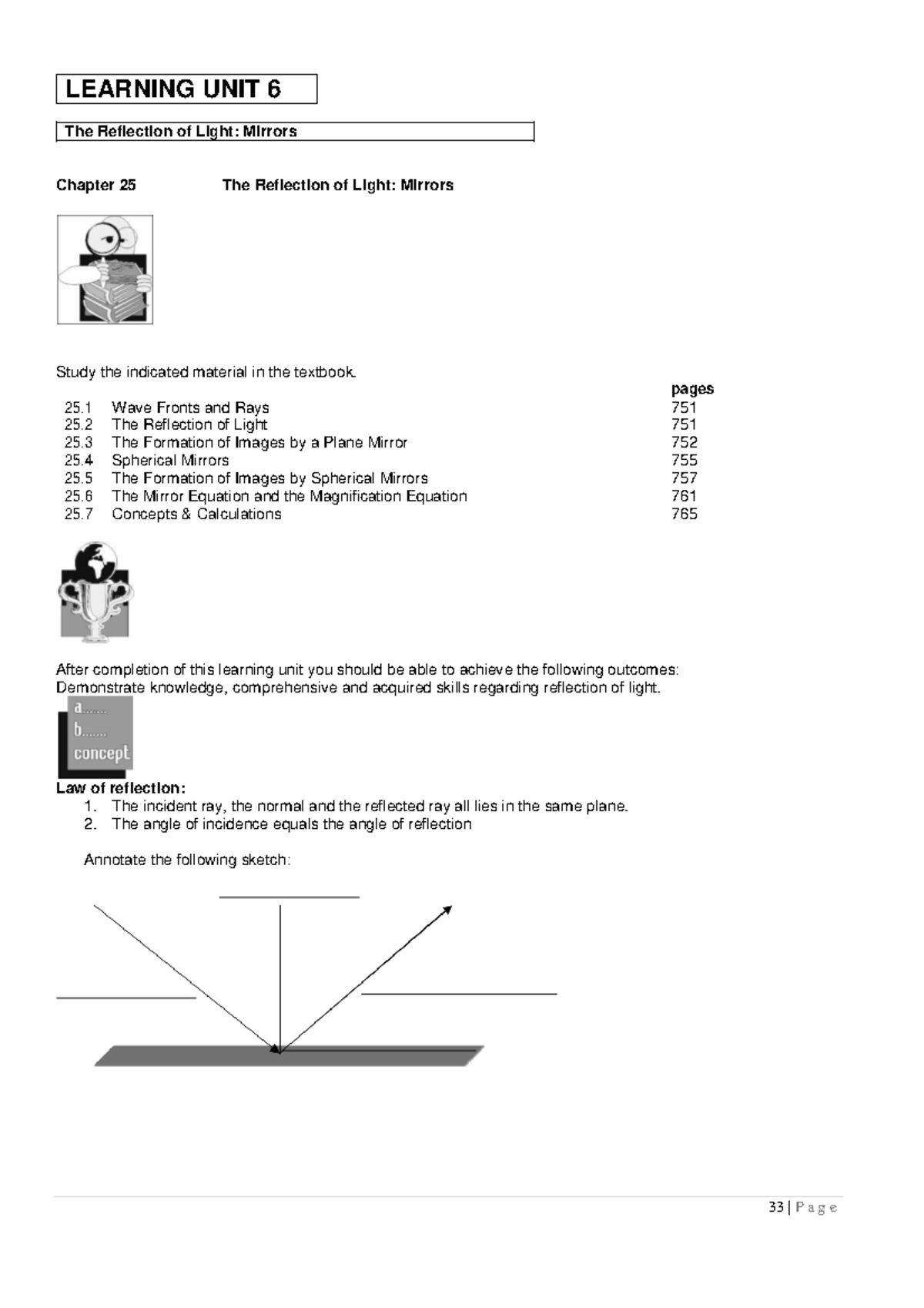 Learning UNIT 6 - LEARNING UNIT 6 The Reflection of Light: Mirrors ...