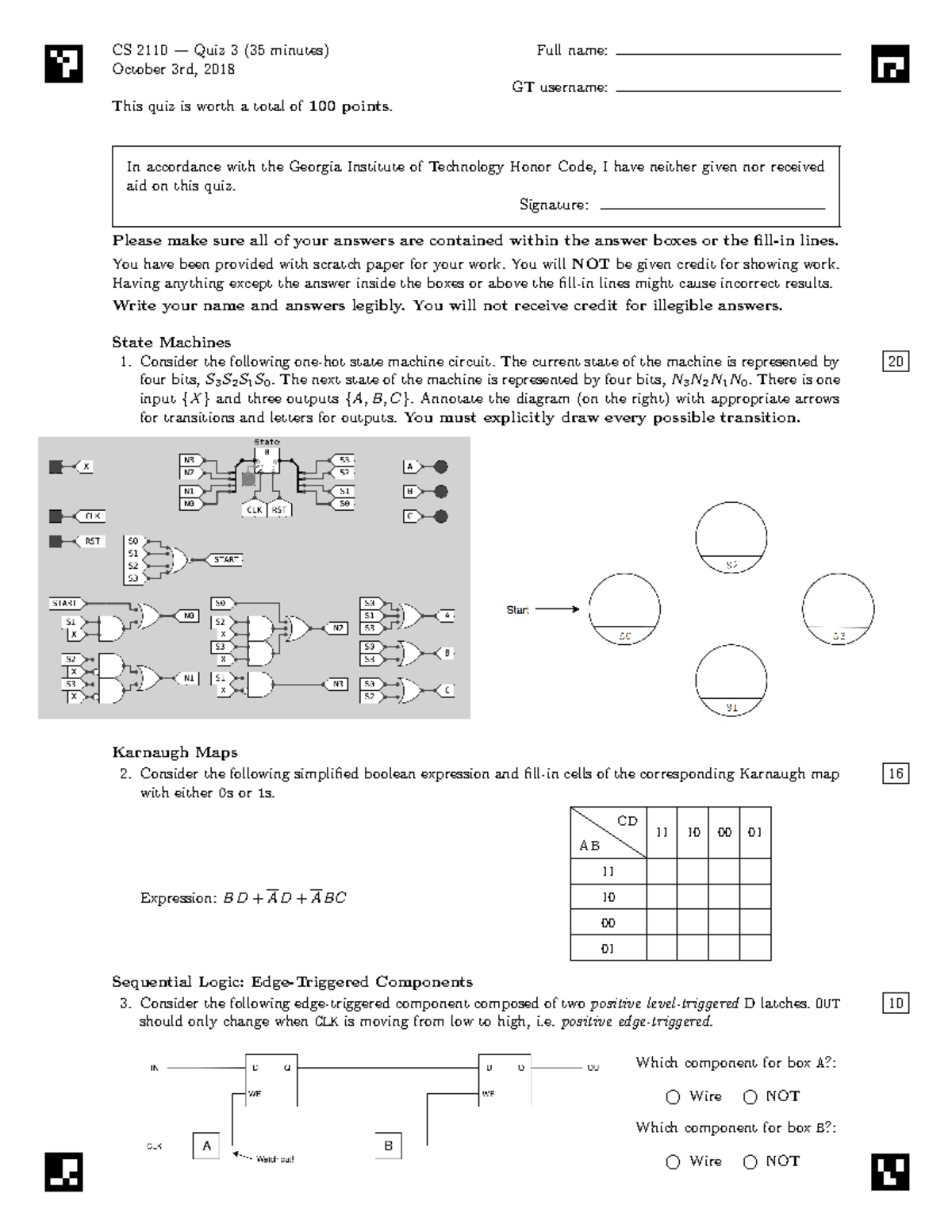 Quiz3 - CS 2110 — Quiz 3 (35 minutes) October 3rd, 2018 This quiz is ...