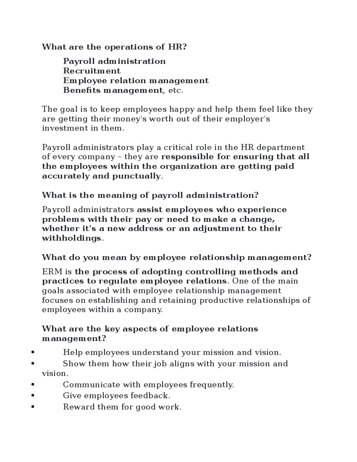 HR Basics - What are the operations of HR? Payroll administration ...