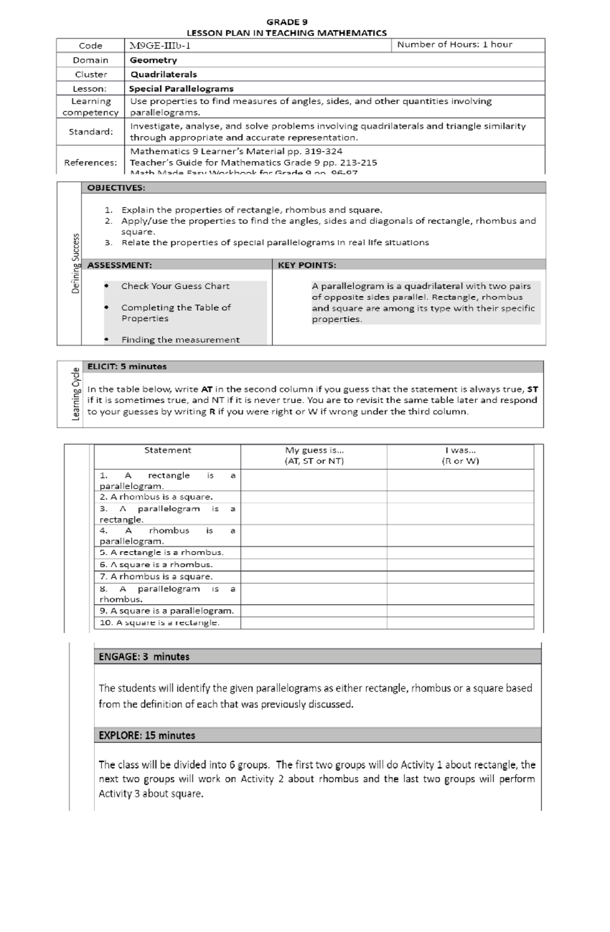7Es-lesson-plan - Lesson planning - Title: Introduction to Angles Grade ...