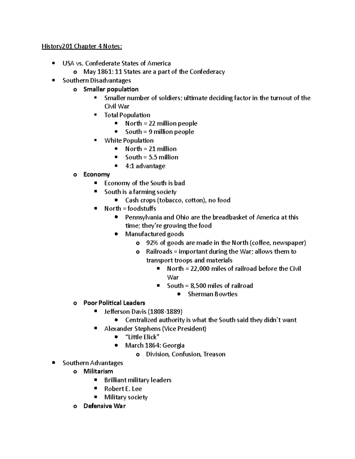 History 201 Chapter 4 Notes - History201 Chapter 4 Notes: USA vs ...