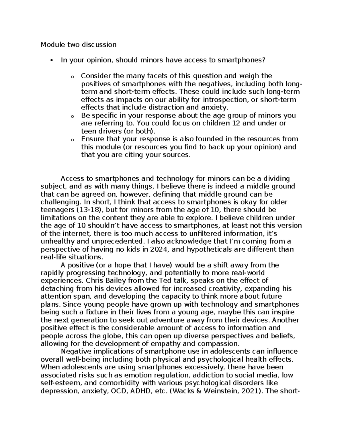 Module 2 discussion - Module two discussion In your opinion, should ...