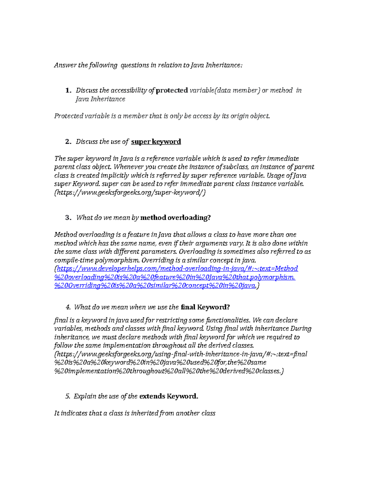 Learning Activity In Inheritance programming - Answer the following ...