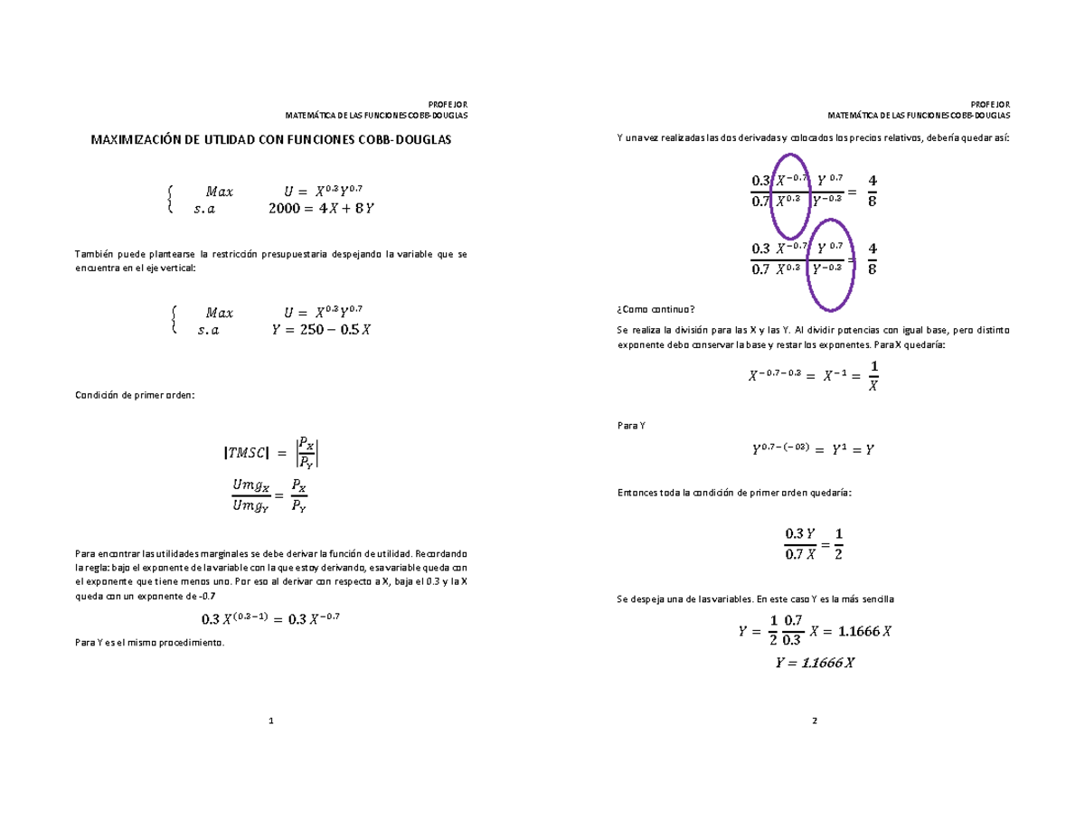 Óptimo DEL Consumidor CON Funciones - PROFE JOR MATEMÁTICA DE LAS ...