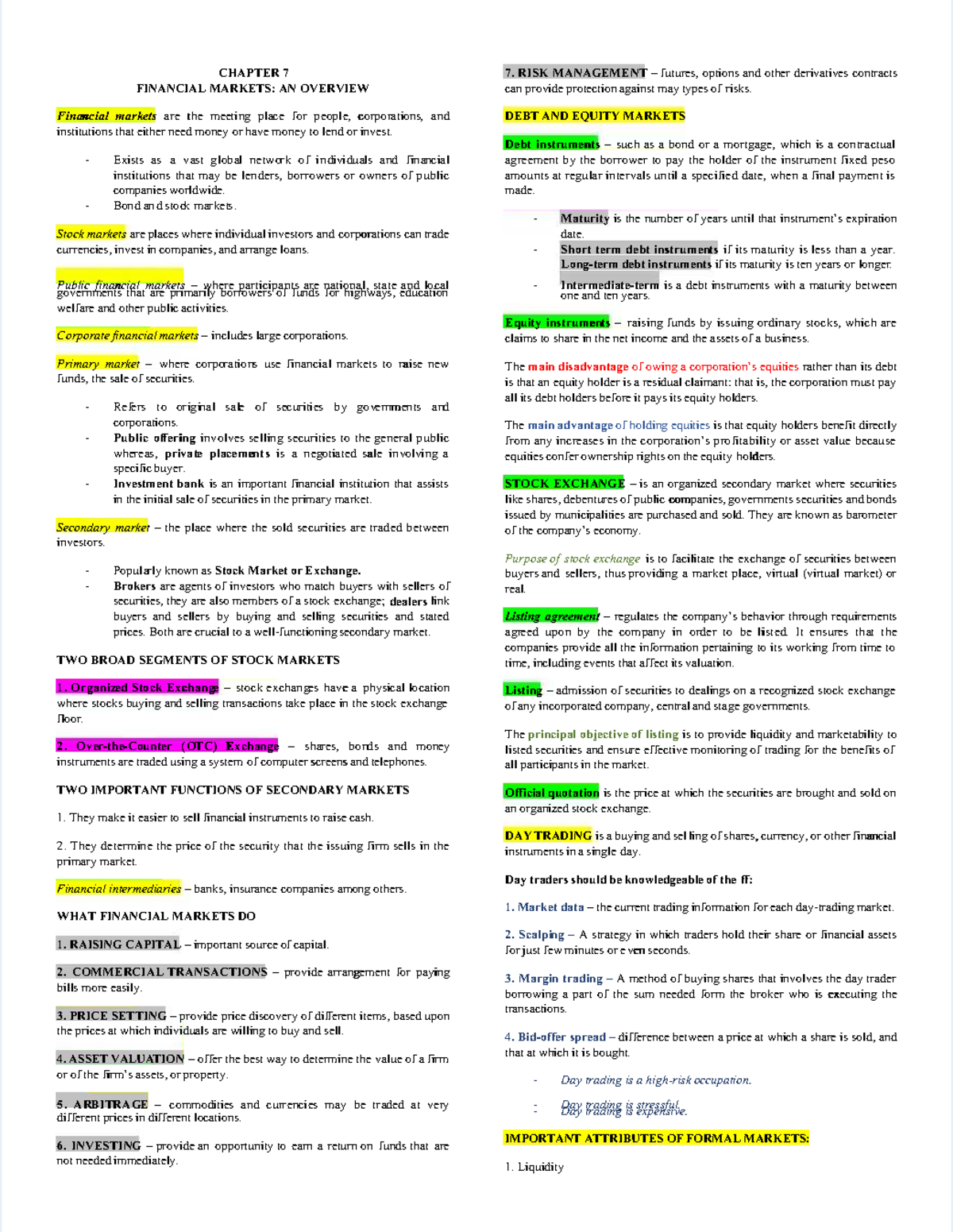 Pdf-chapter-7-10 compress - CHAPTER 7CHAPTER 7 FINANCIAL MARKETS: AN ...