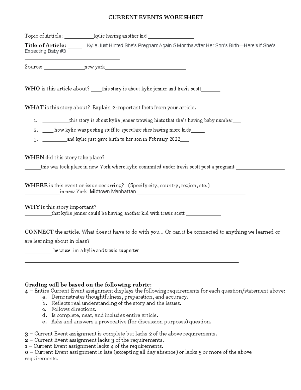 Current events worksheet 1 1 - CURRENT EVENTS WORKSHEET Topic of ...