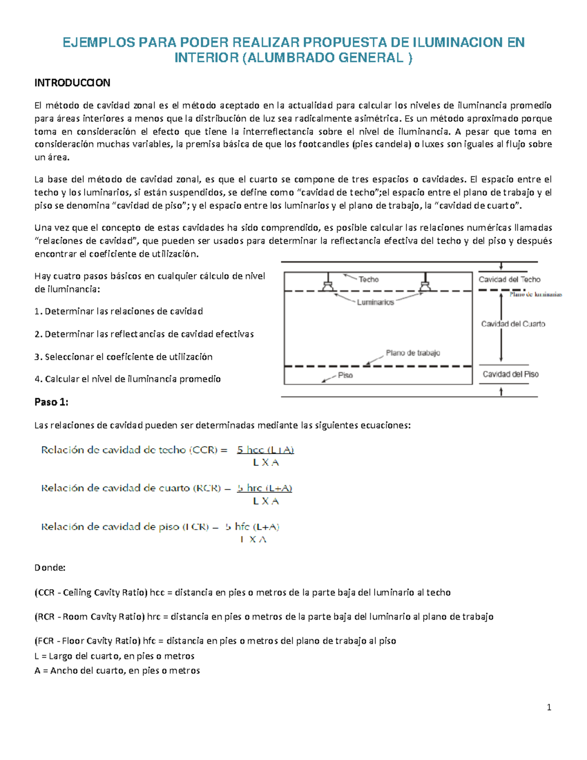 Metodo DE Lumenes, Ejemplos Y Ejercicios - EJEMPLOS PARA PODER REALIZAR ...