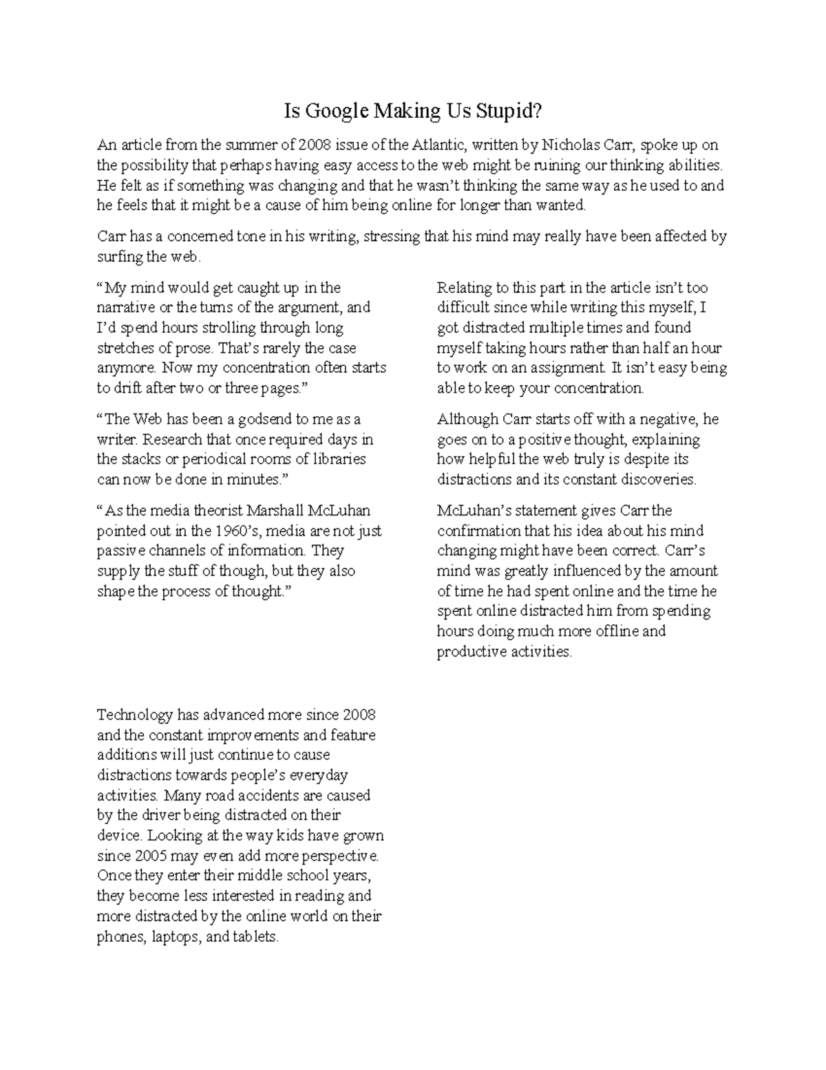 Is Google making us stupid - Is Google Making Us Stupid? An article ...