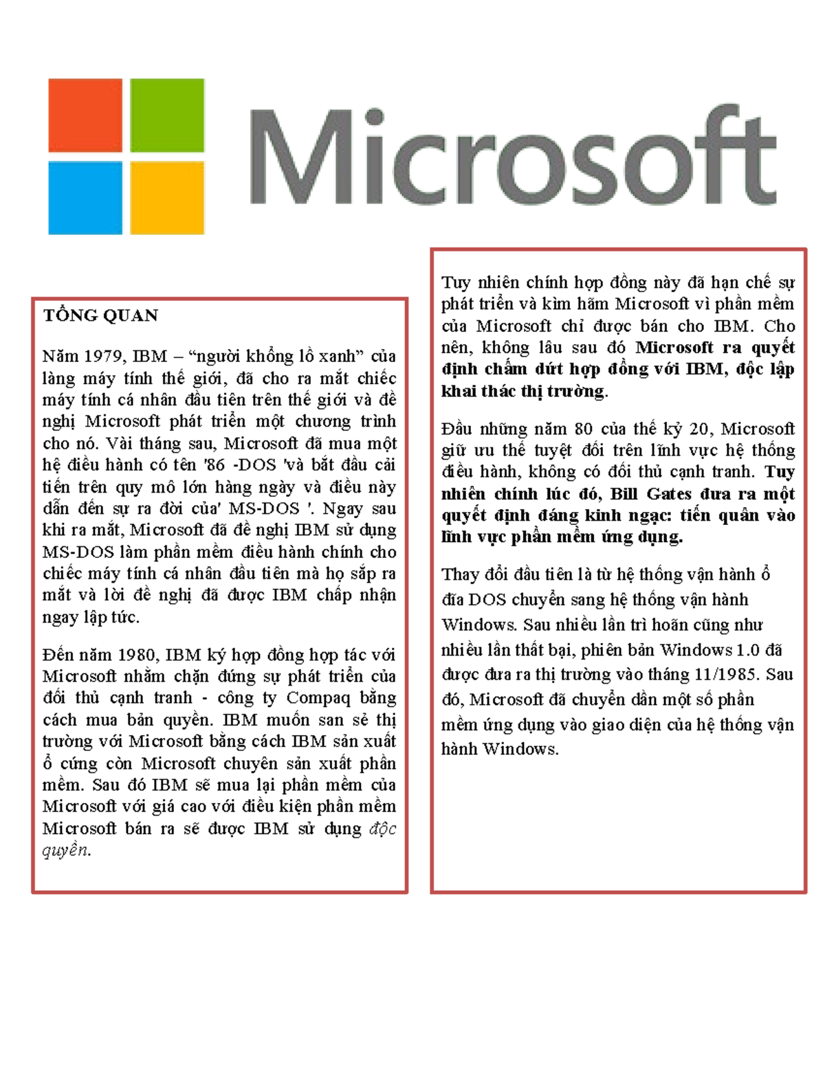 Case study Microsoft - TỔNG QUAN Năm 1979, IBM – “người khổng lồ xanh” của làng máy tính thế ...