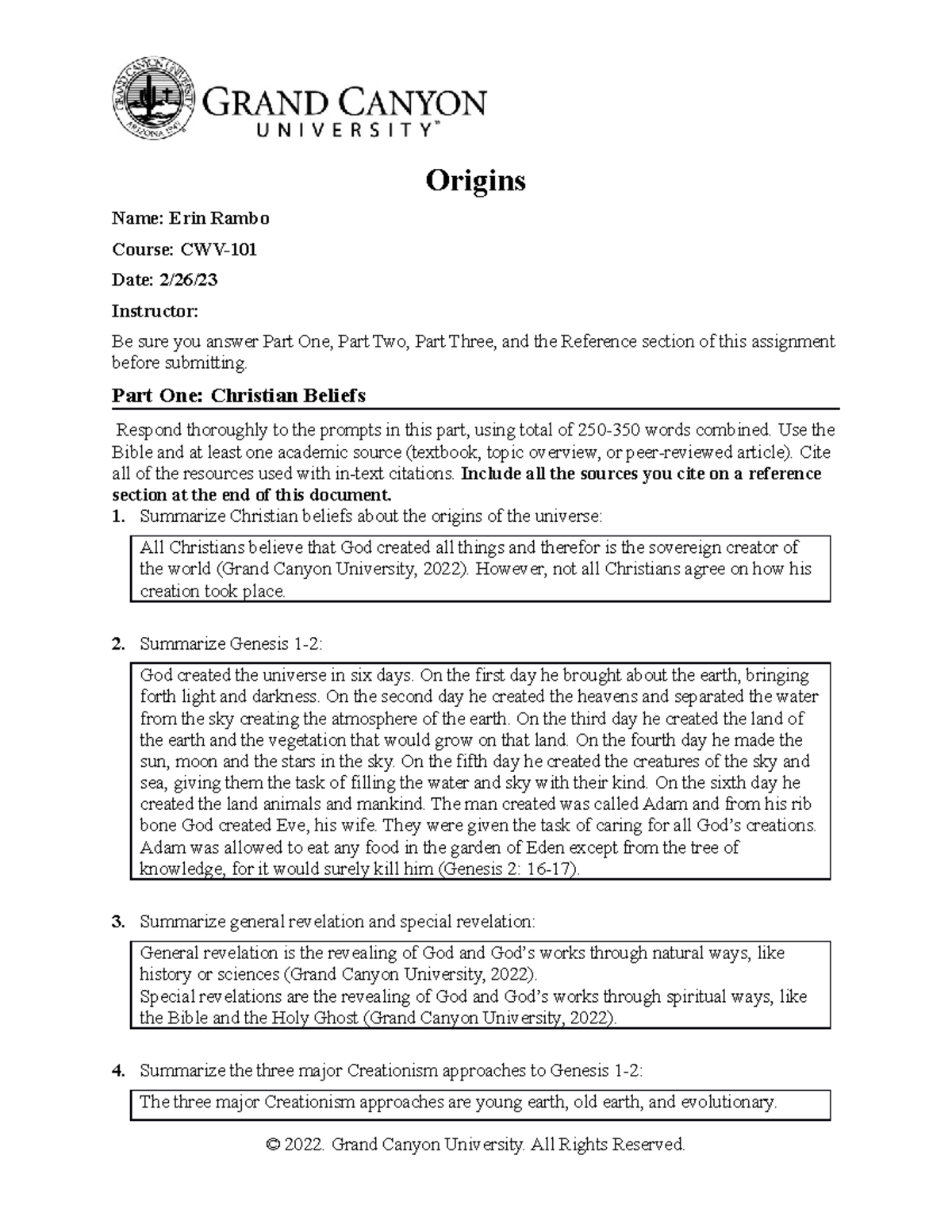 CWV 101 301 RS T2Origins Online - Origins Name: Erin Rambo Course: CWV ...