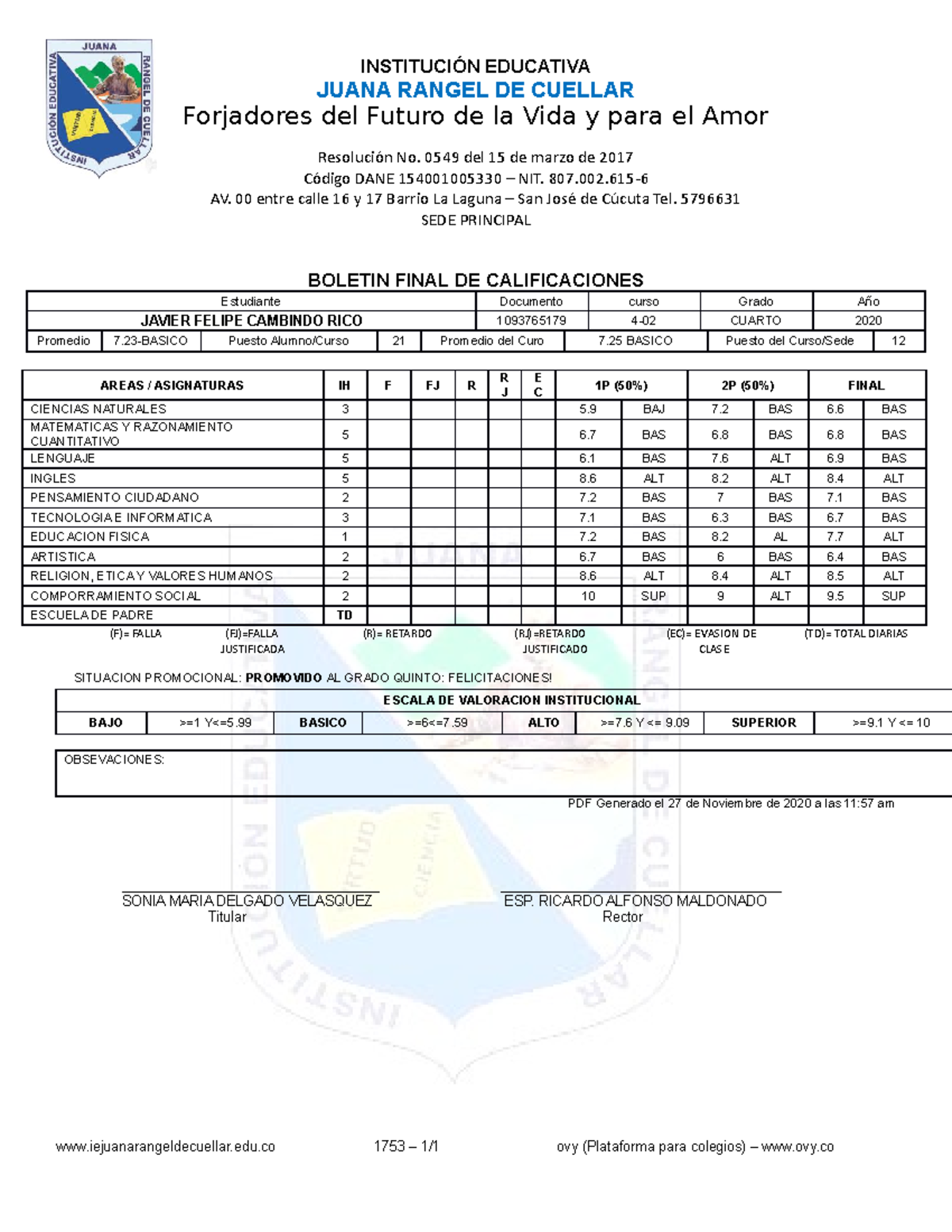 Contancia de grado - sdfdsg - INSTITUCIÓN EDUCATIVA JUANA RANGEL DE ...