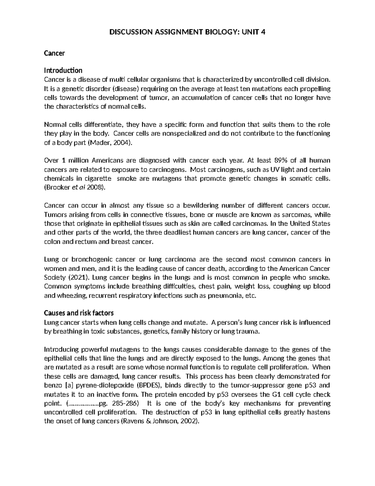 Discussion Biology UNIT 4 - DISCUSSION ASSIGNMENT BIOLOGY: UNIT 4 ...