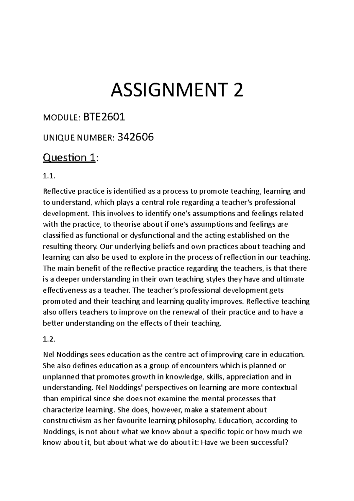Assignment 2 BTE2601- ASSIGNMENT 1 ANSWERS- ALL MAY NOT BE CORRECT BUT ...