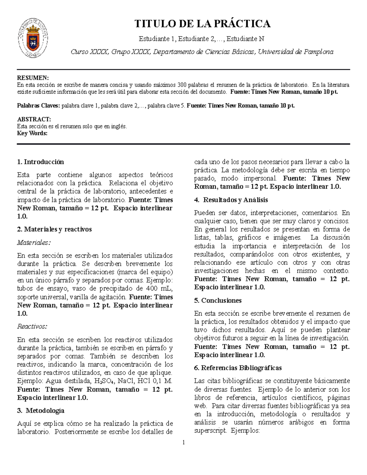 Plantillainforme - plantilla para informes - TITULO DE LA PRÁCTICA ...