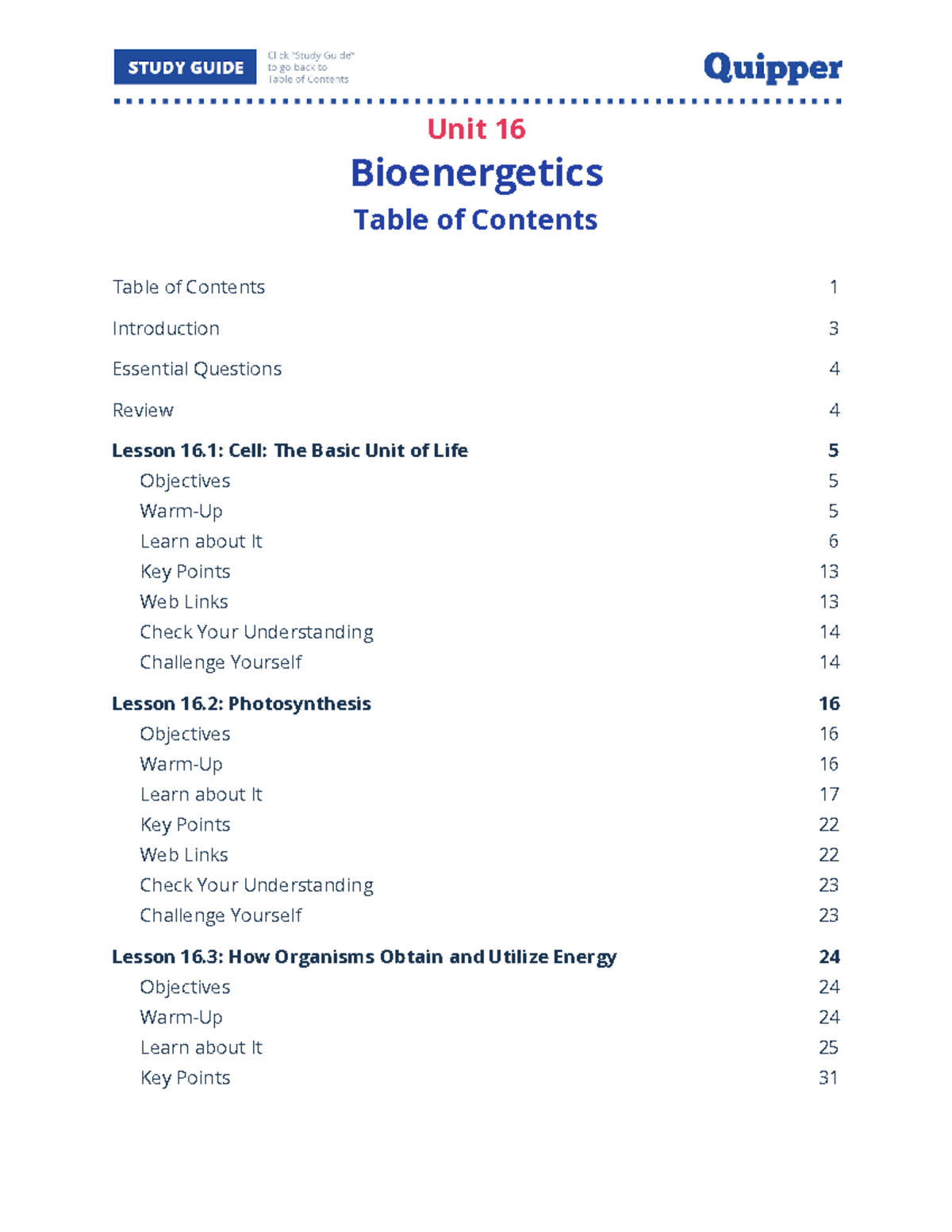 16. ELS SHS Unit 16 Bioenergetics (Study Guide) - Bioenergetics - Unit ...
