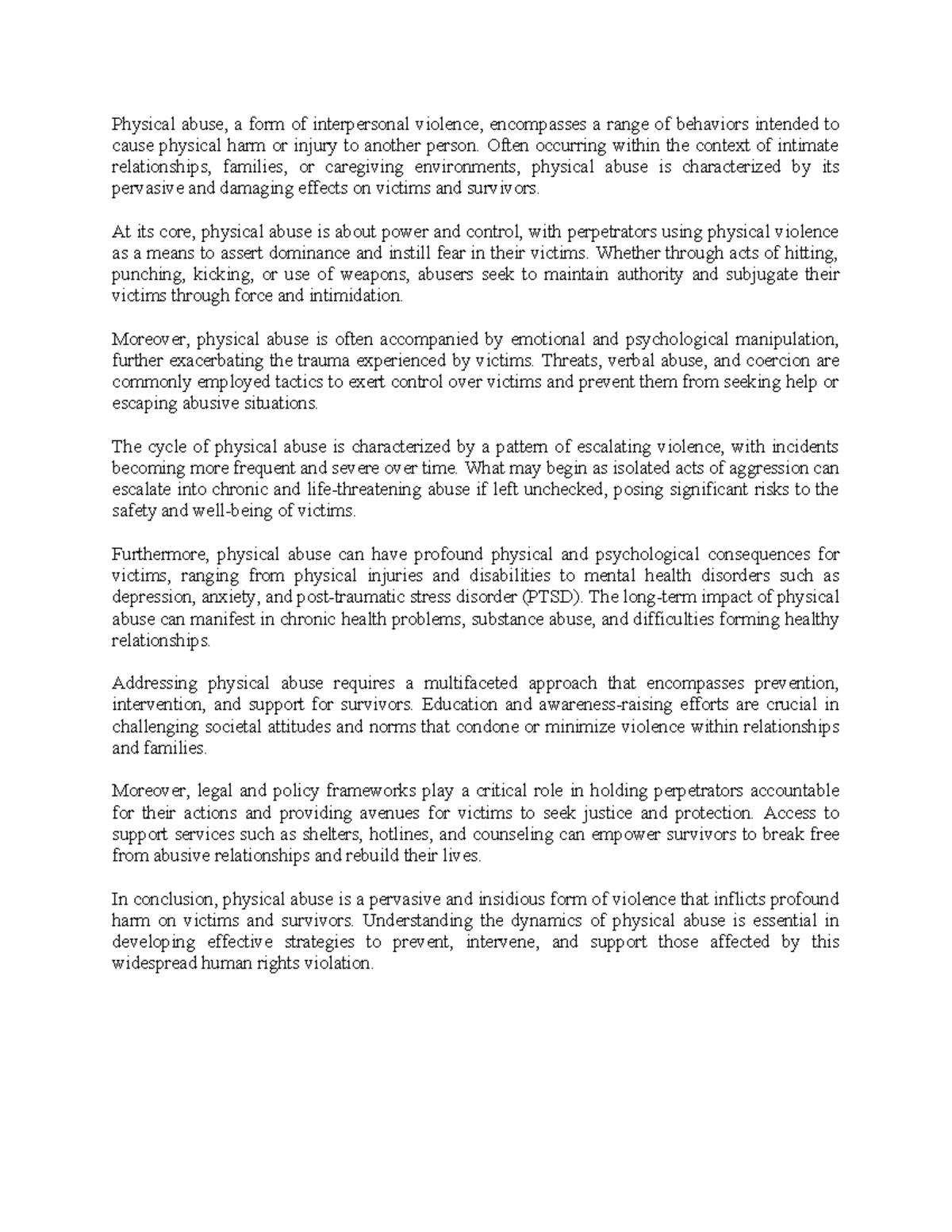 Understanding the Dynamics of Physical Abuse - Physical abuse, a form ...