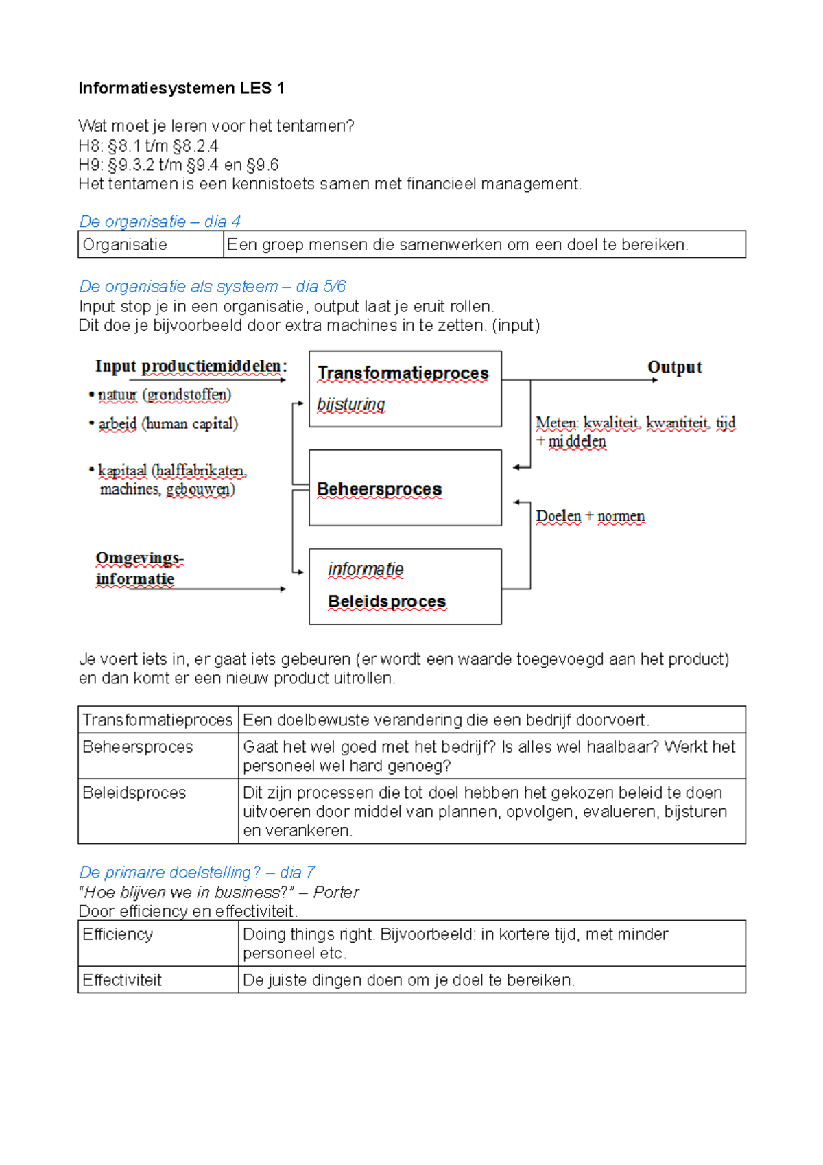les 1 aantekeningen bij powerpoint - Informatiesystemen LES 1 Wat moet ...