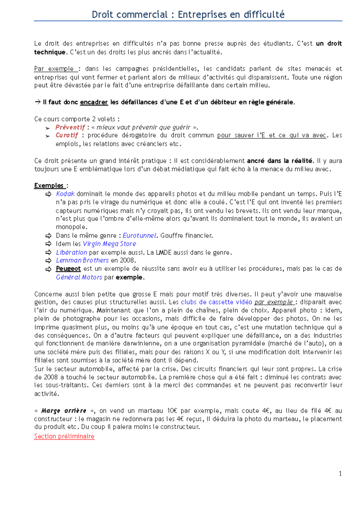 1. Droit commercial 2 - Warning: Error during font loading: XMLHttpRequest is not defined Droit ...